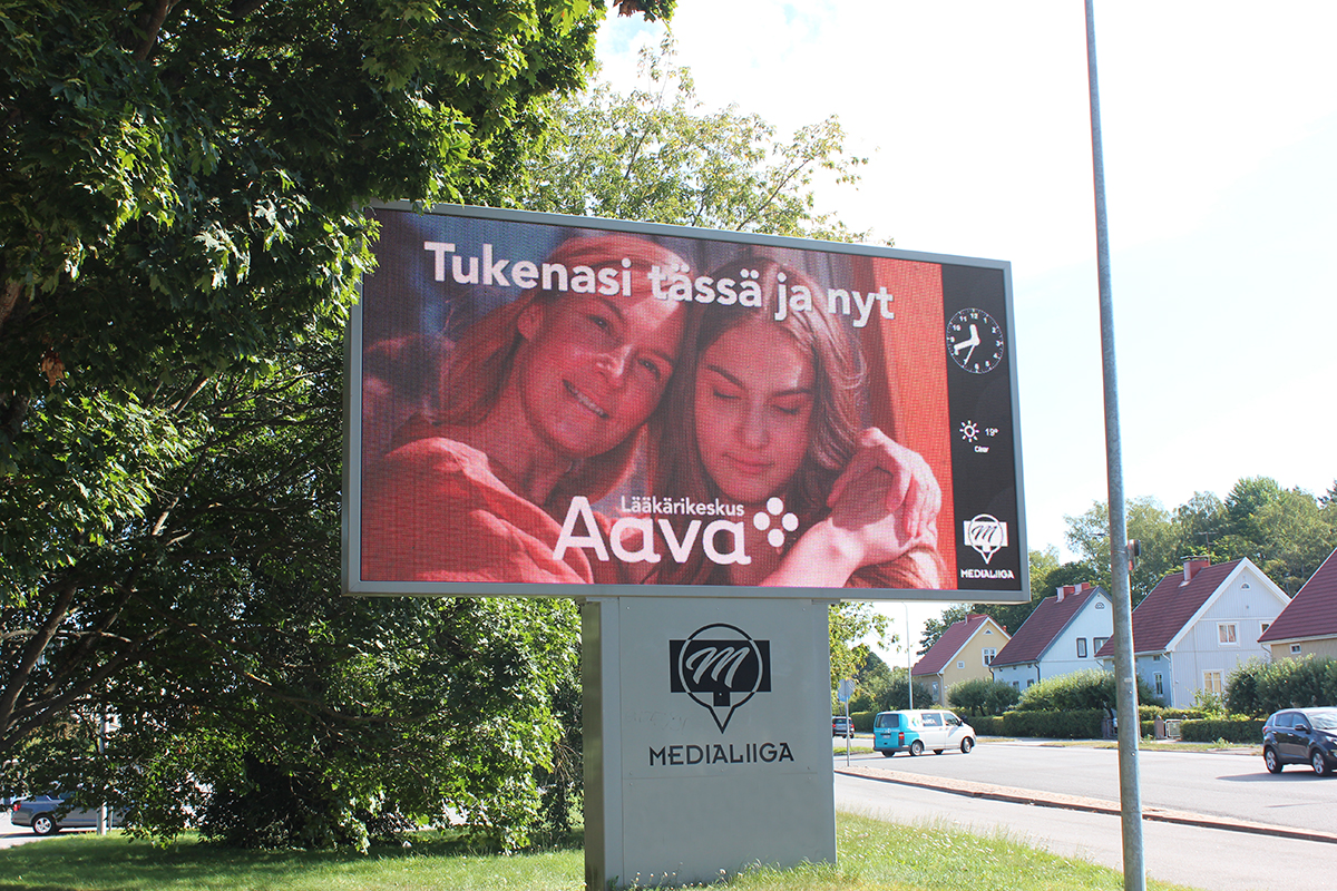 Syyskuun ulkomainostaja: Lääkärikeskus Aava ja uuden toimipisteen mainonta - Medialiiga